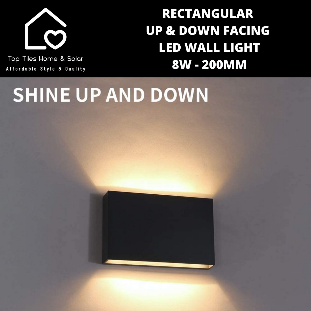 Rectangular Up & Down Facing LED Wall Light - 8W 200mm – Top Tiles Home & Solar