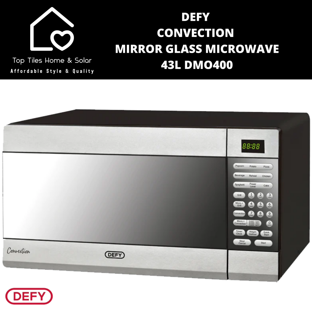 Defy Convection Mirror Glass Microwave - 43L DMO400 – Top Tiles Home & Solar