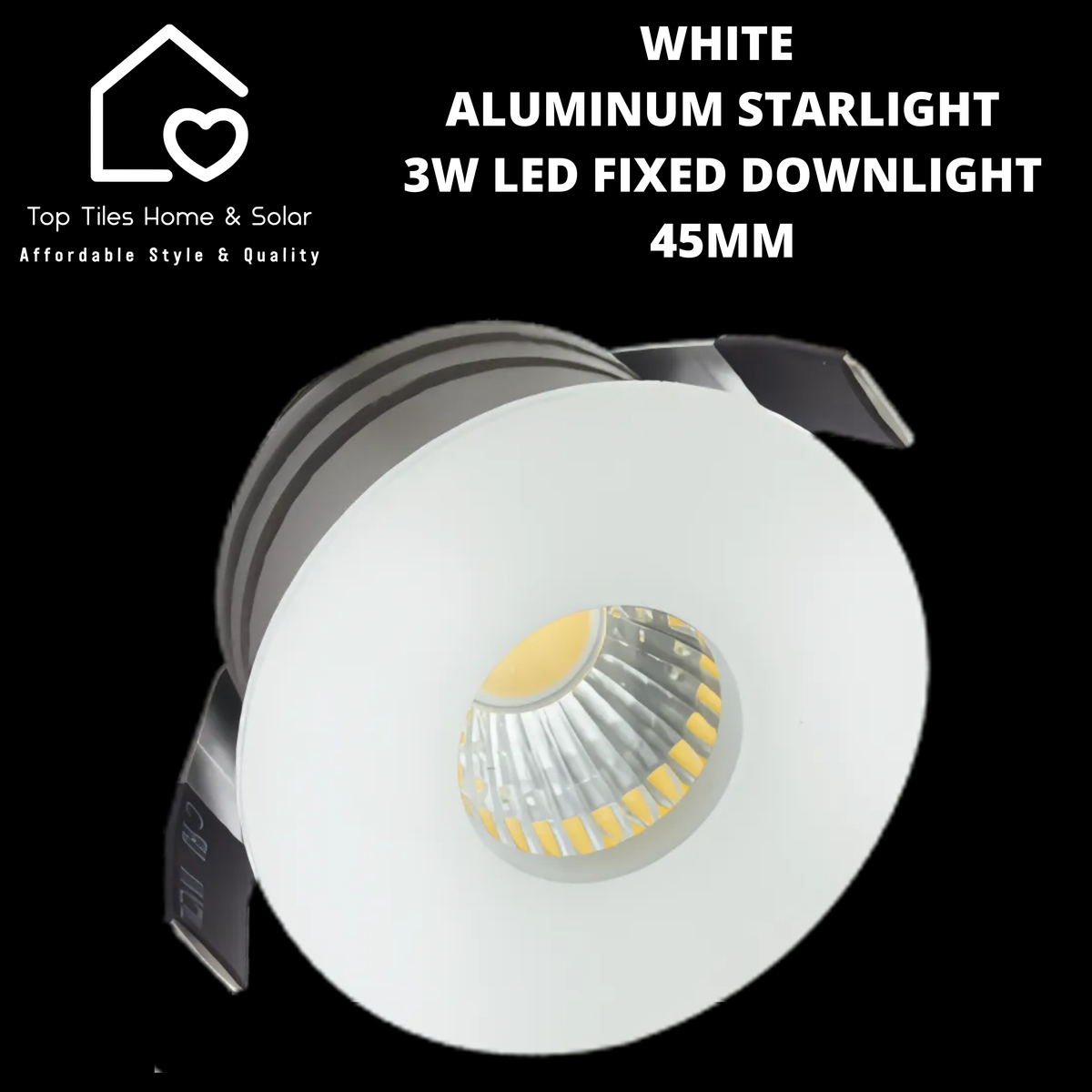 White Aluminum Starlight 3W LED Fixed Downlight - 45mm – Top Tiles Home ...