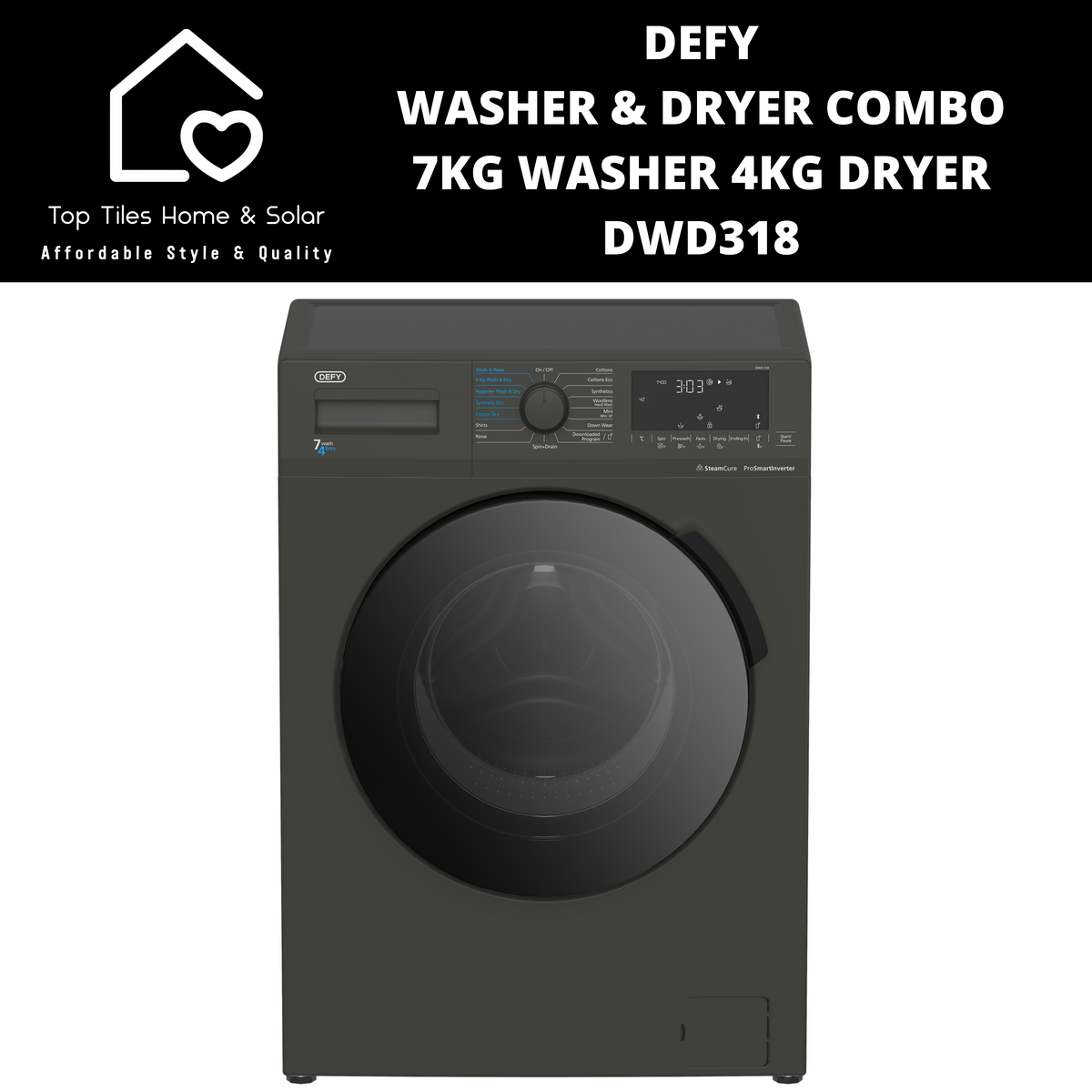Defy Washer & Dryer Combo - 7kg Washer 4kg Dryer DWD318 – Top Tiles ...