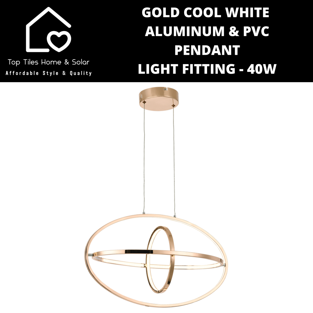 Gold Cool White Aluminum & PVC Pendant Light Fitting - 40W – Top Tiles ...