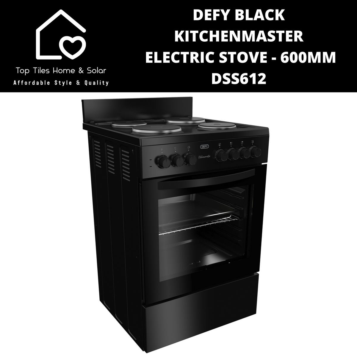 Defy KitchenMaster Black Electric Stove - 600mm DSS612 – Top Tiles Home ...