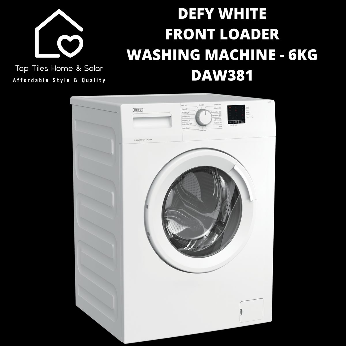 Defy White Front Loader Washing Machine - 6kg DAW381 – Top Tiles Home ...