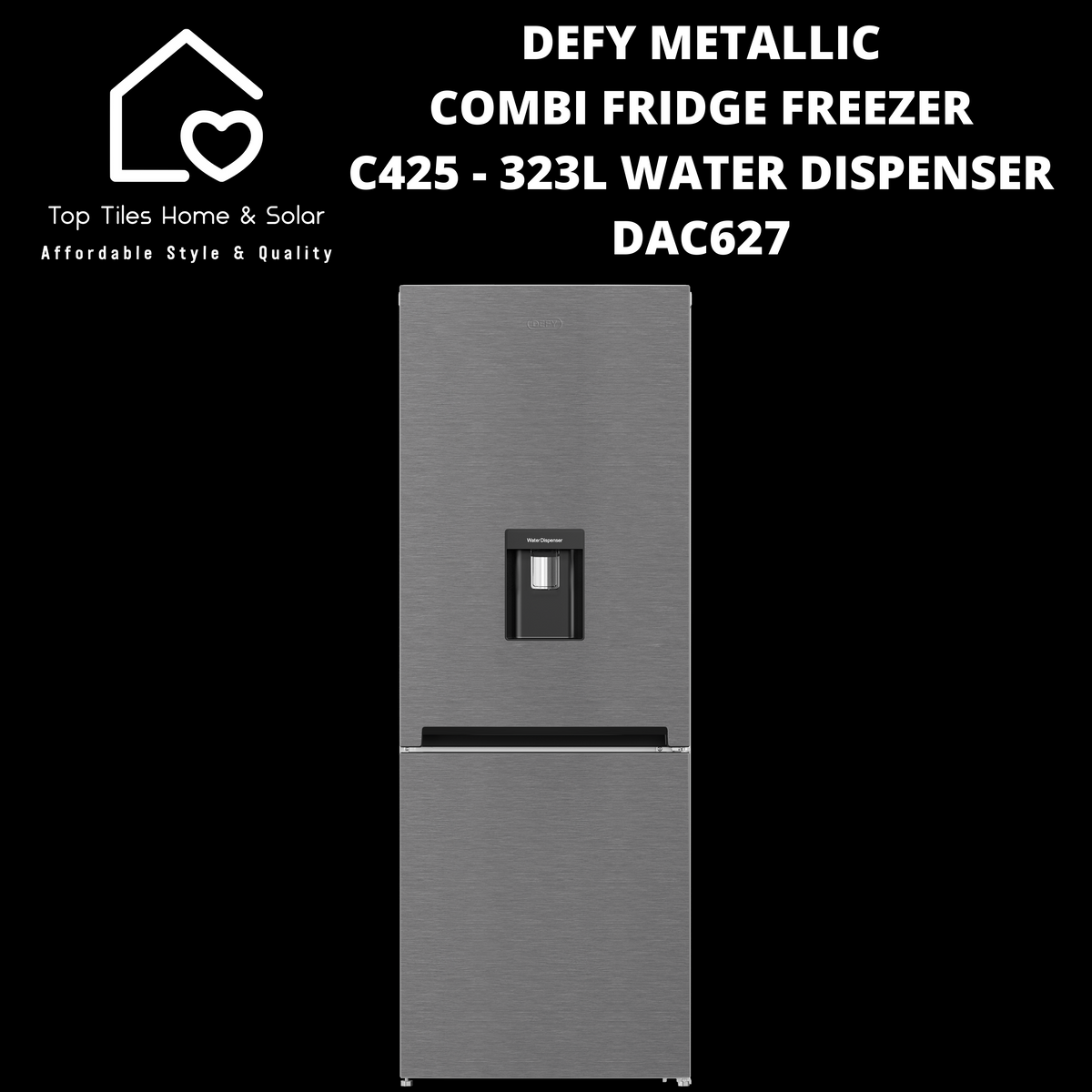 Defy Metallic Combi Fridge Freezer C425 - 323L Water Dispenser DAC627 ...