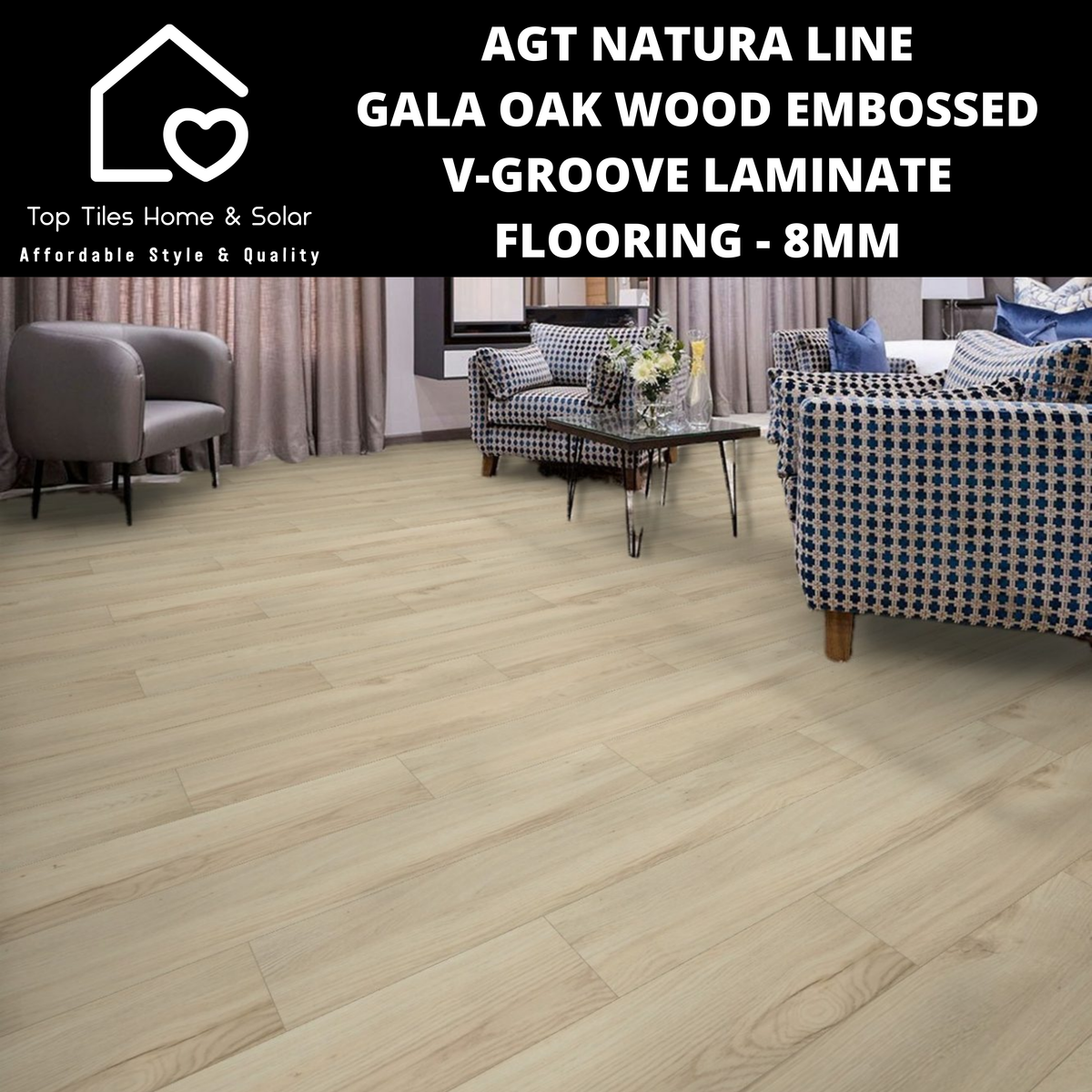 AGT Natura Line Gala Oak Wood Embossed V-Groove Laminate Flooring - 8m ...