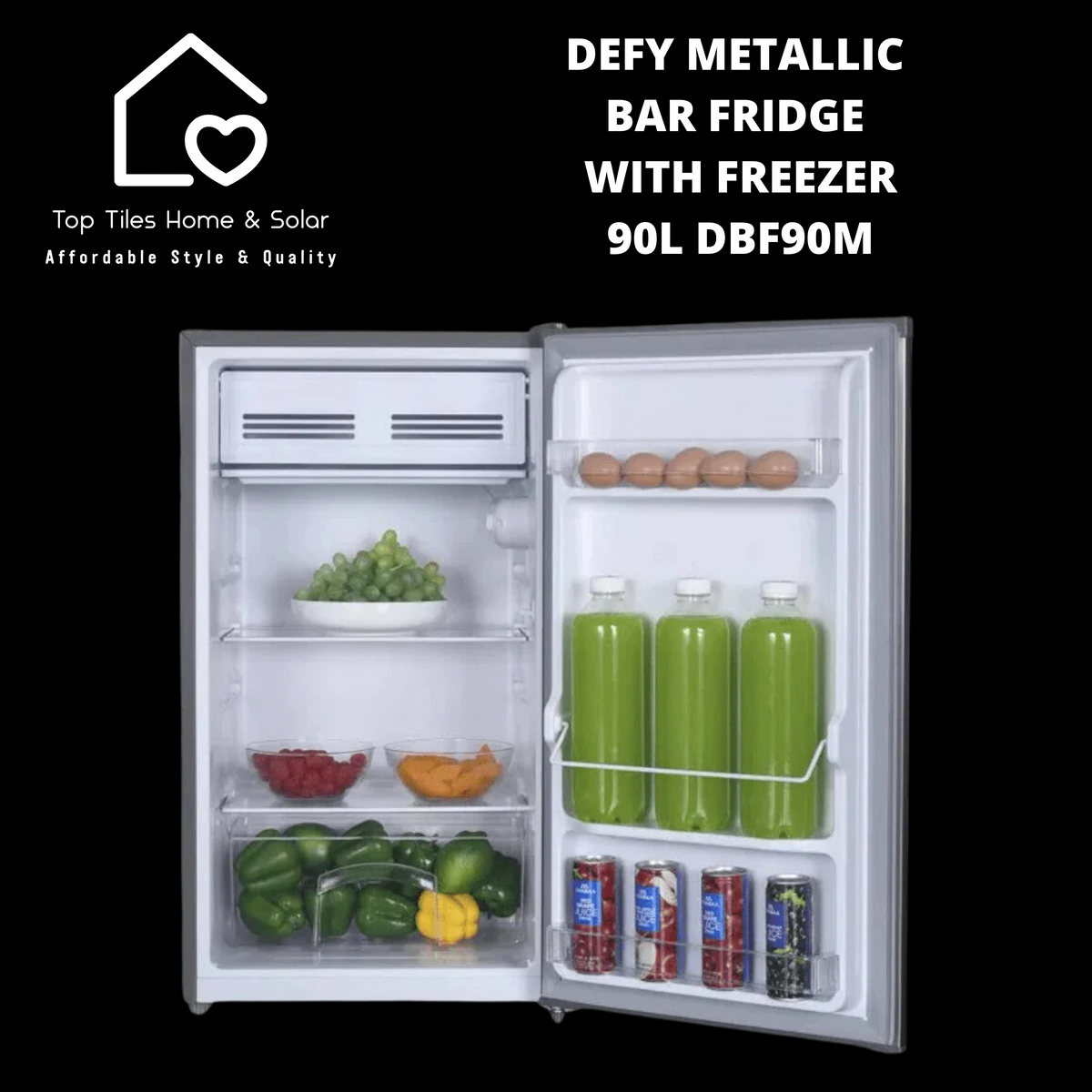 Defy Metallic Bar Fridge with Freezer - 90L DBF90M – Top Tiles Home & Solar