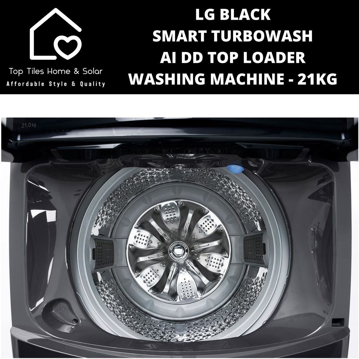 LG Black Smart TurboWash AI DD Top Loader Washing Machine - 21kg – Top ...