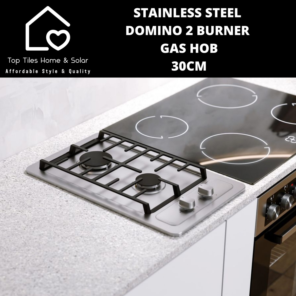 Stainless Steel Domino 2 Burner Gas Hob - 30cm – Top Tiles Home & Solar