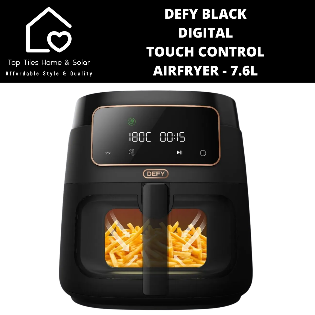 Defy Black Digital Touch Control Airfryer - 7.6L DAF 3376 DB – Top ...