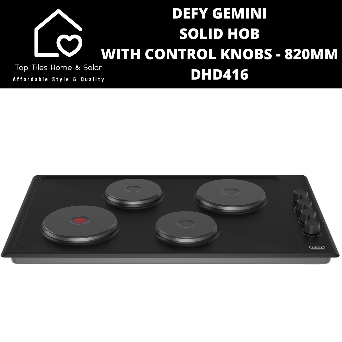 Defy Gemini Solid Hob With Control Knobs - 82cm DHD416 – Top Tiles Home ...