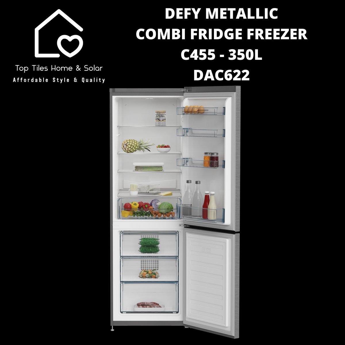 Defy Metallic Combi Fridge Freezer C455 - 350L DAC622 – Top Tiles Home ...