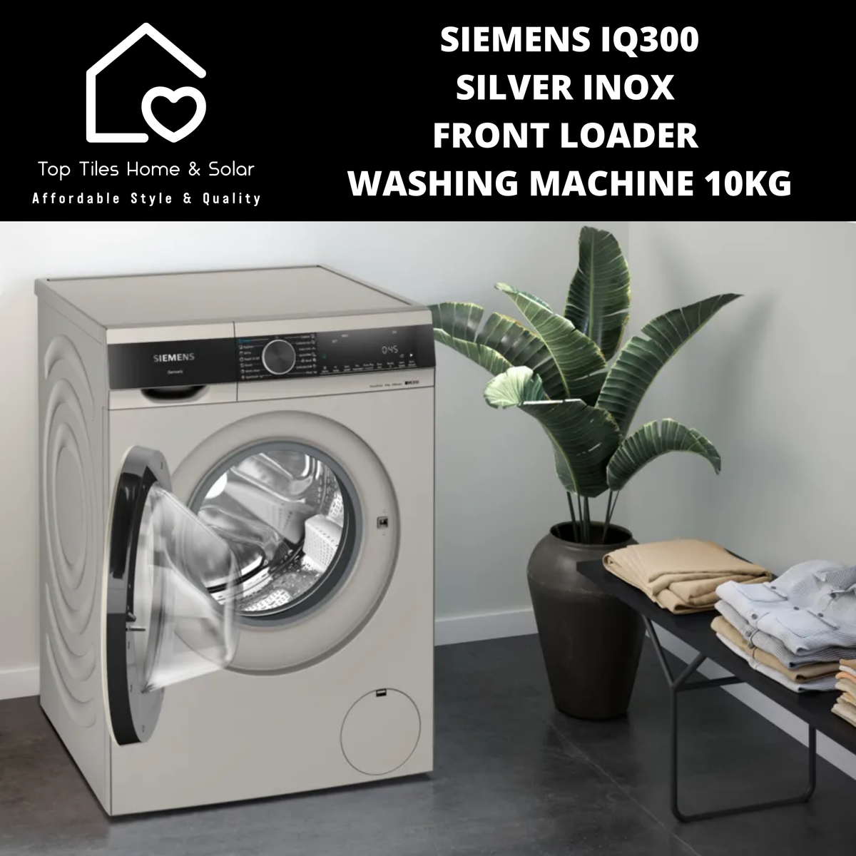 Siemens iQ300 - Silver Inox Front Loader Washing Machine - 10kg – Top ...