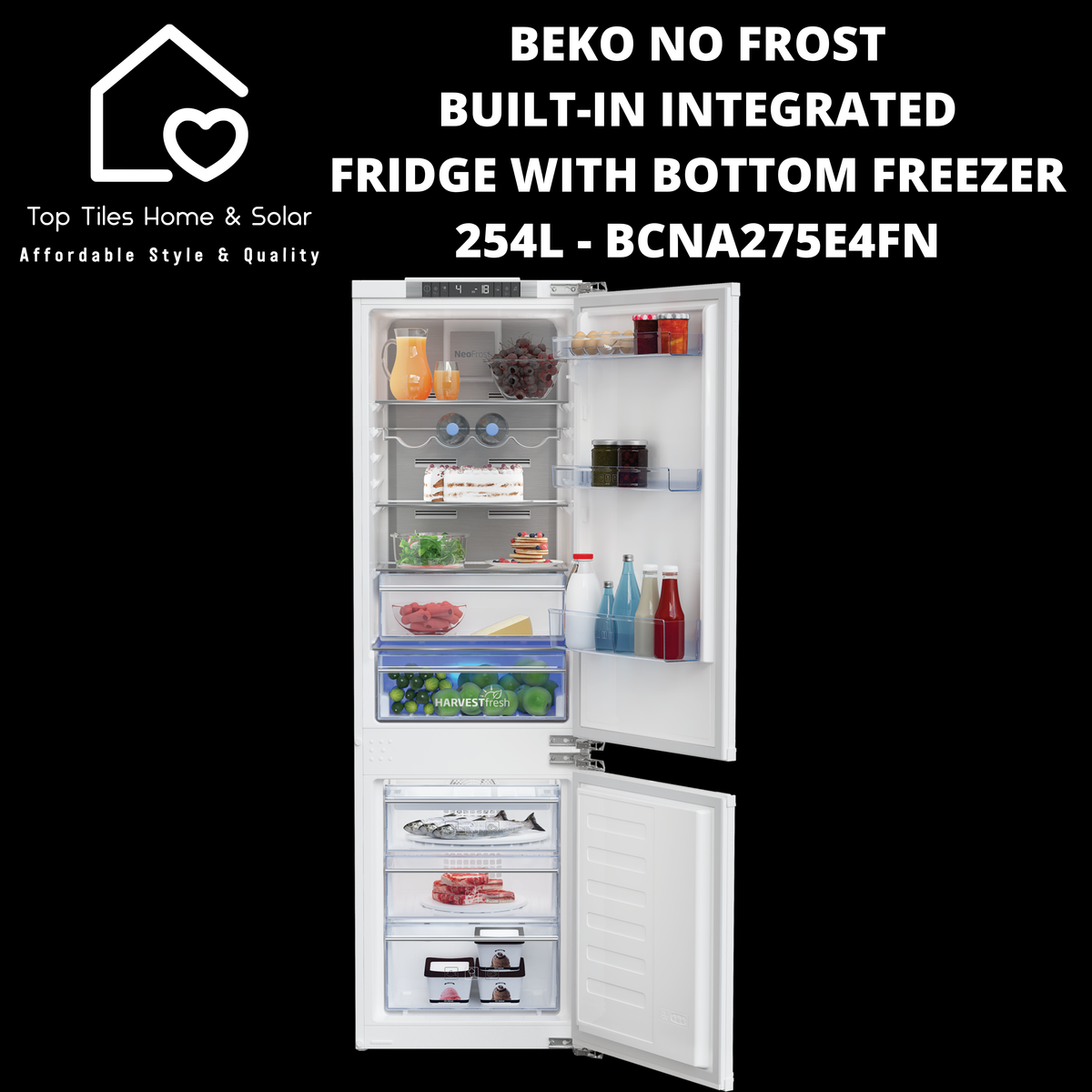 Beko No Frost Built-in Integrated Fridge Freezer - 254L BCNA275E4FN ...