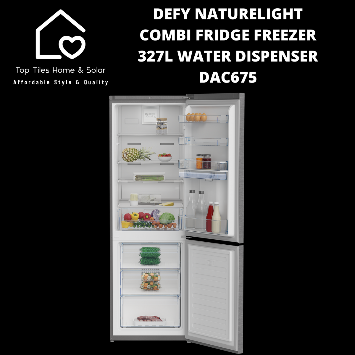 Defy NatureLight Combi Fridge Freezer - 327L Water Dispenser DAC675 ...