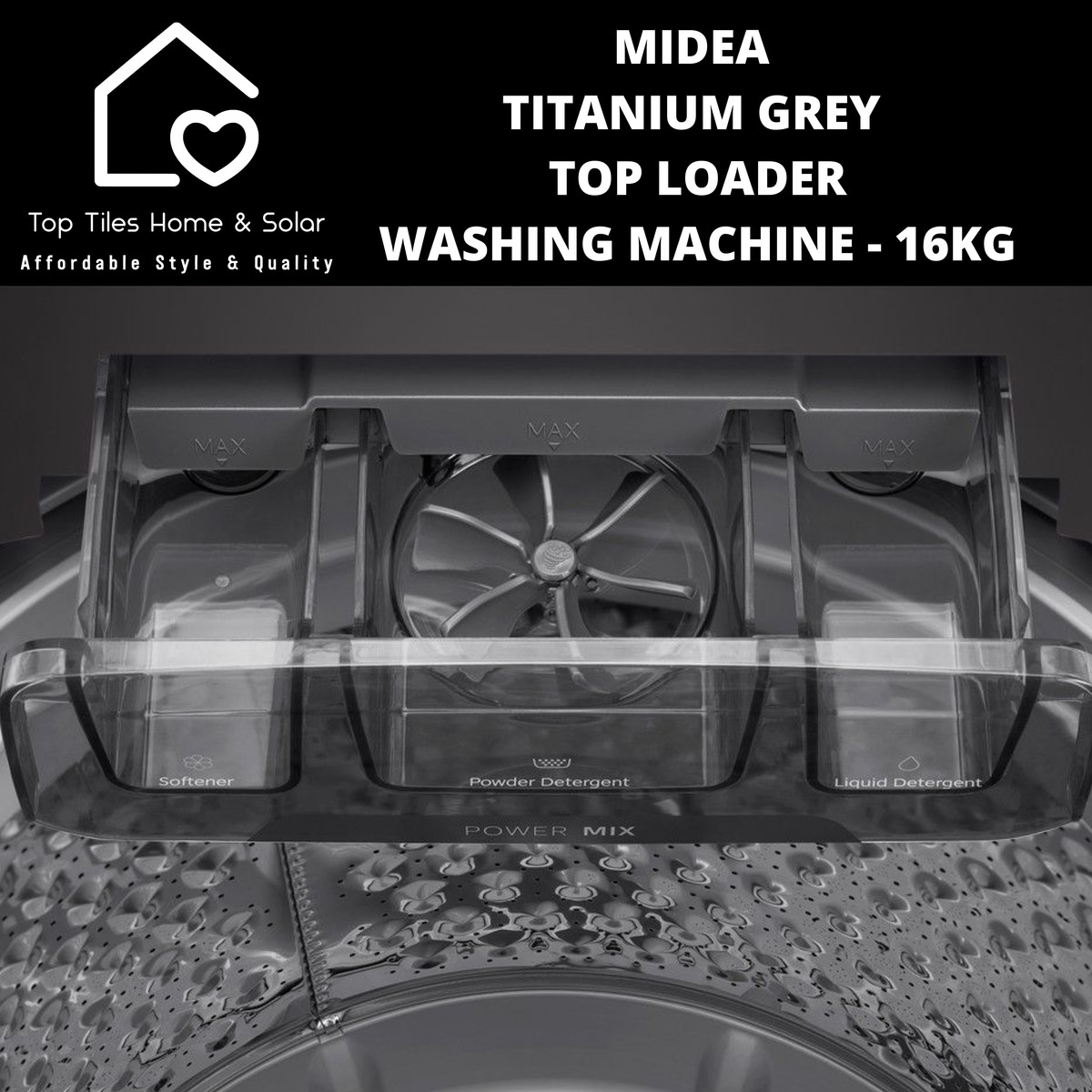 Midea Titanium Grey TurboWash Top Loader Washing Machine - 16kg – Top ...
