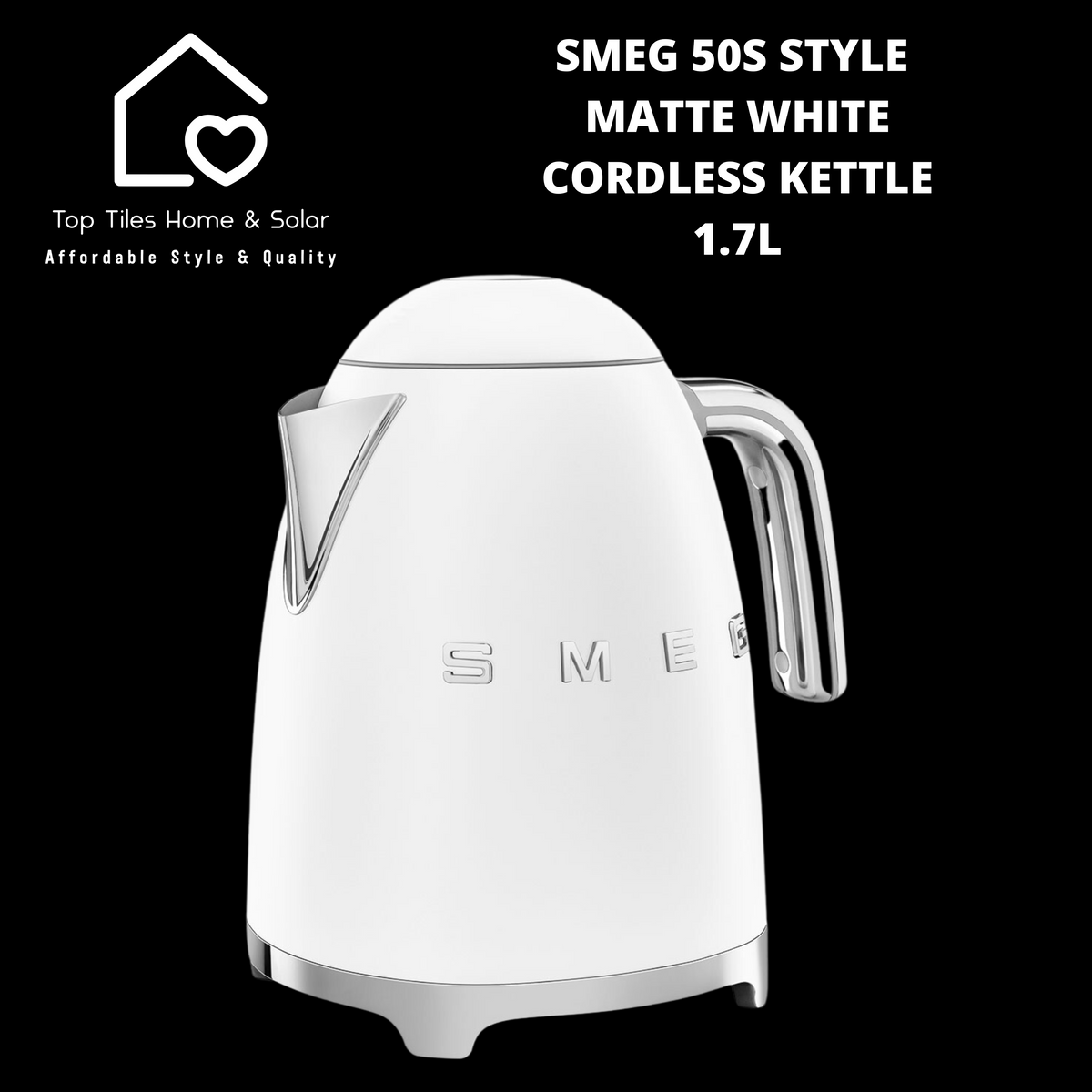 Smeg 50s Style Matte White Cordless Kettle - 1.7L – Top Tiles Home & Solar