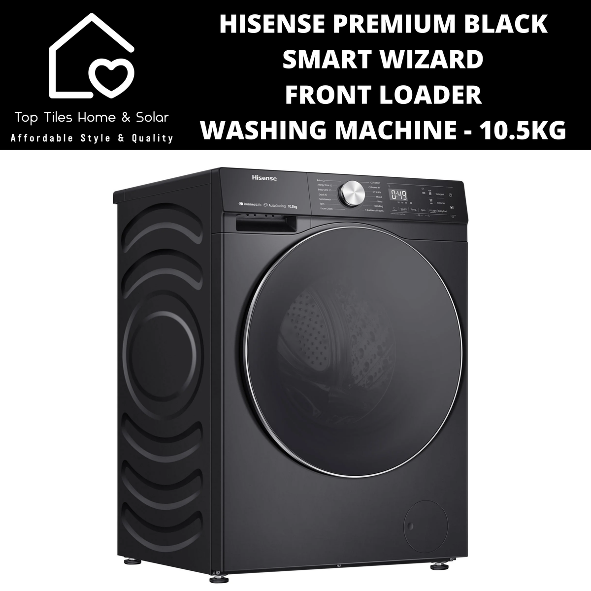 Hisense Premium Black Smart Front Loader Washing Machine - 10.5kg – Top ...