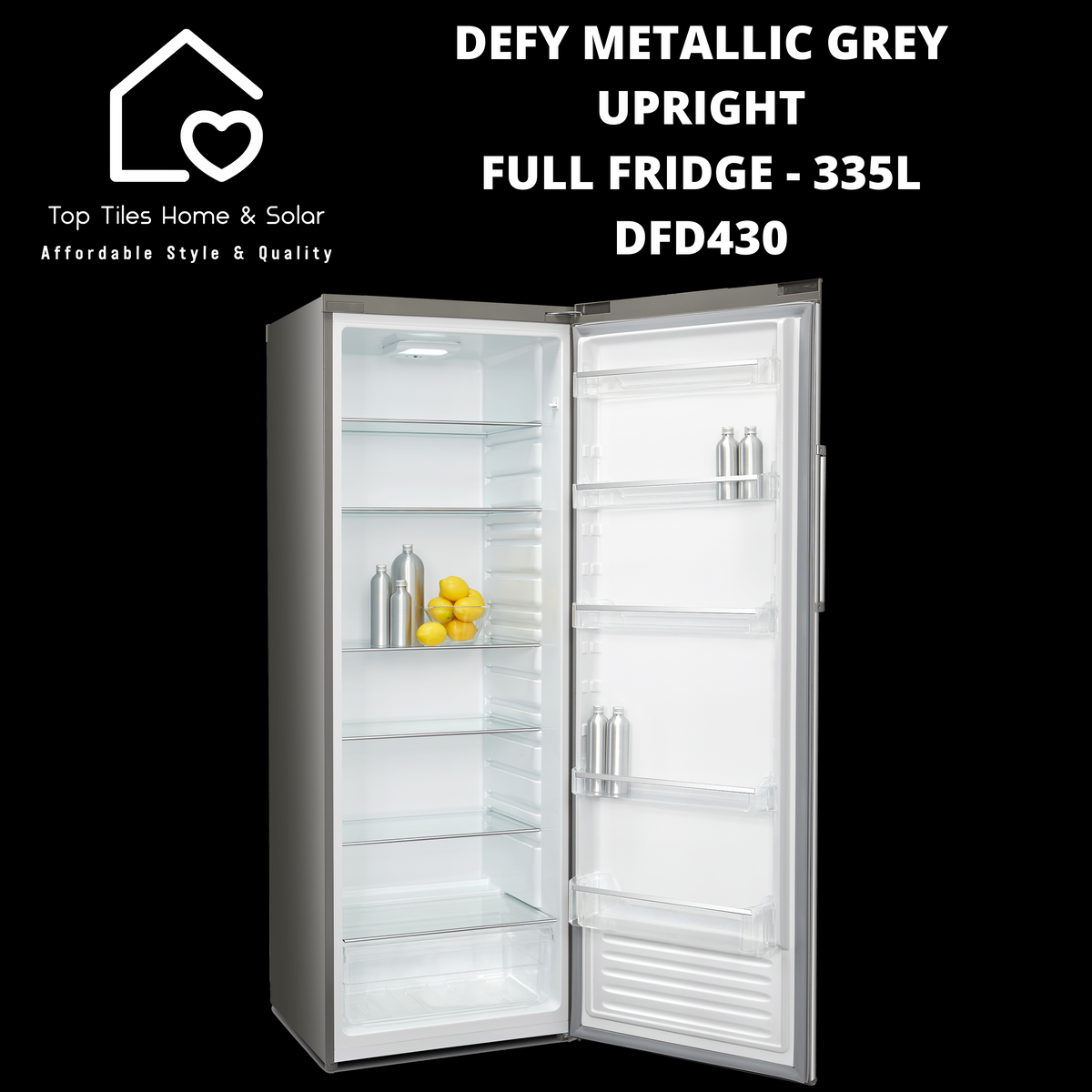 Defy Metallic Grey Upright Full Fridge - 335L DFD430 – Top Tiles Home ...
