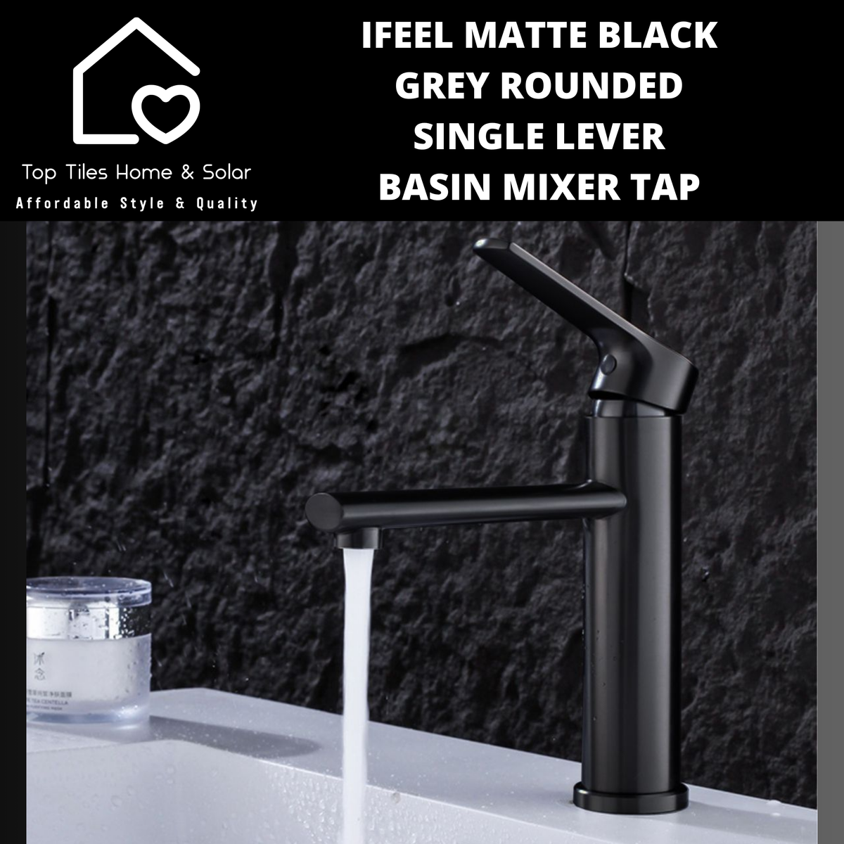 IFeel Matte Black Rounded Single Lever Basin Mixer Tap – Top Tiles Home ...