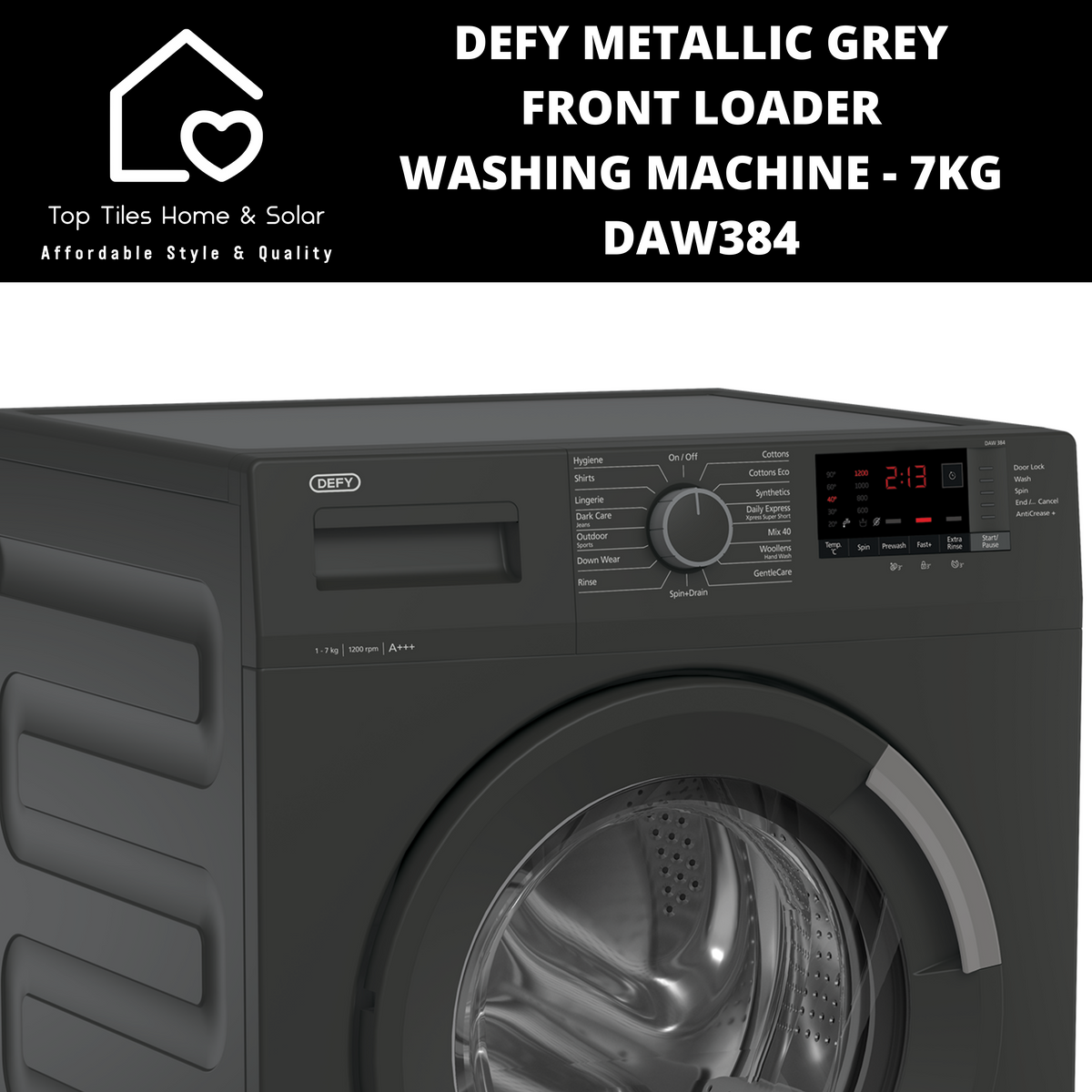 Defy Metallic Grey Front Loader Washing Machine - 7kg DAW384 – Top ...