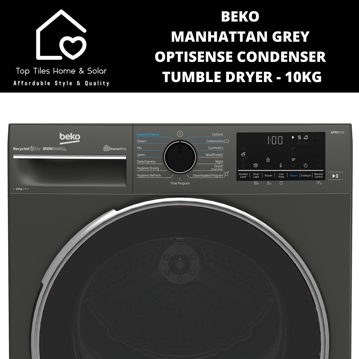 Beko Manhattan Grey OptiSense Condenser Tumble Dryer - 10kg – Top Tiles ...