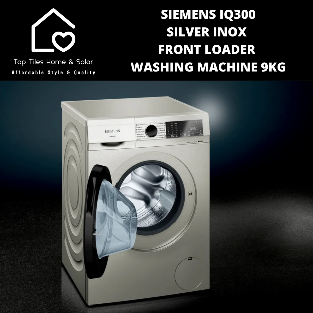Siemens iQ300 - Silver Inox Front Loader Washing Machine - 9kg – Top ...