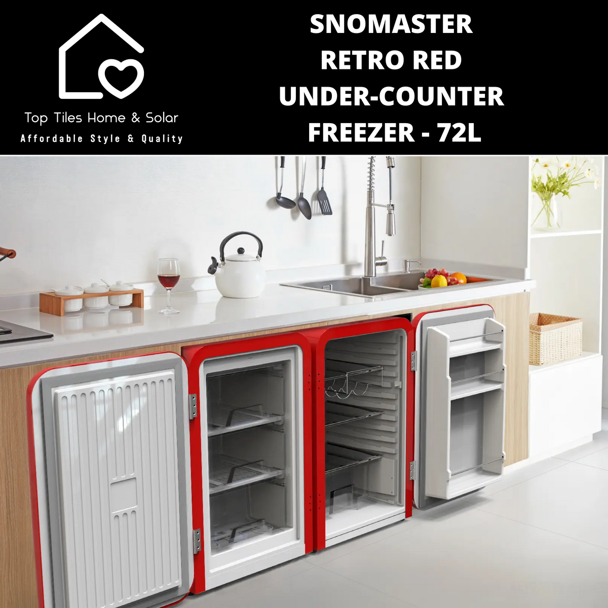 SnoMaster Retro Red Under-Counter Freezer - 72L – Top Tiles Home & Solar