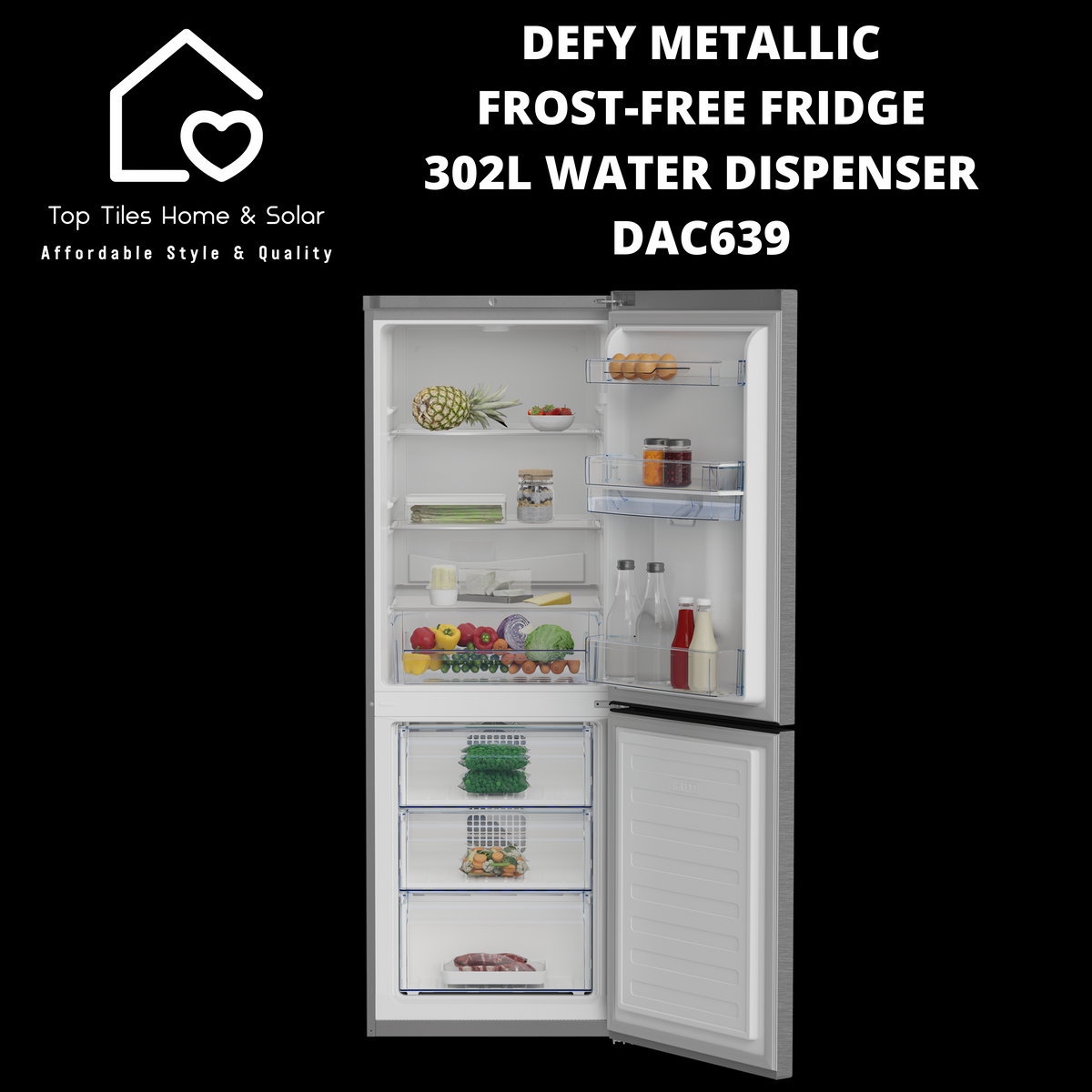 Defy Combi Frost-Free Fridge - 302L Water Dispenser DAC639 – Top Tiles ...