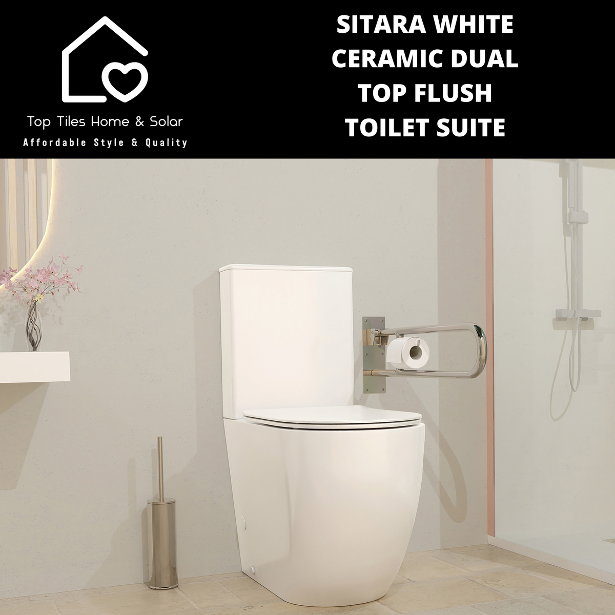 Sitara White Ceramic Dual Top Flush Rimless Toilet Suite – Top Tiles ...