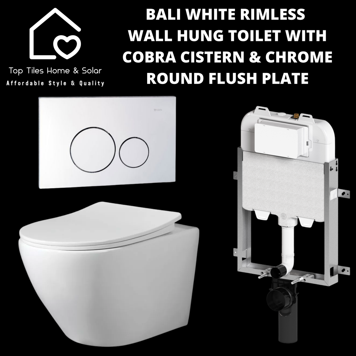 Bali White Rimless Wall Hung Toilet With Cobra Concealed Cistern & Rou ...