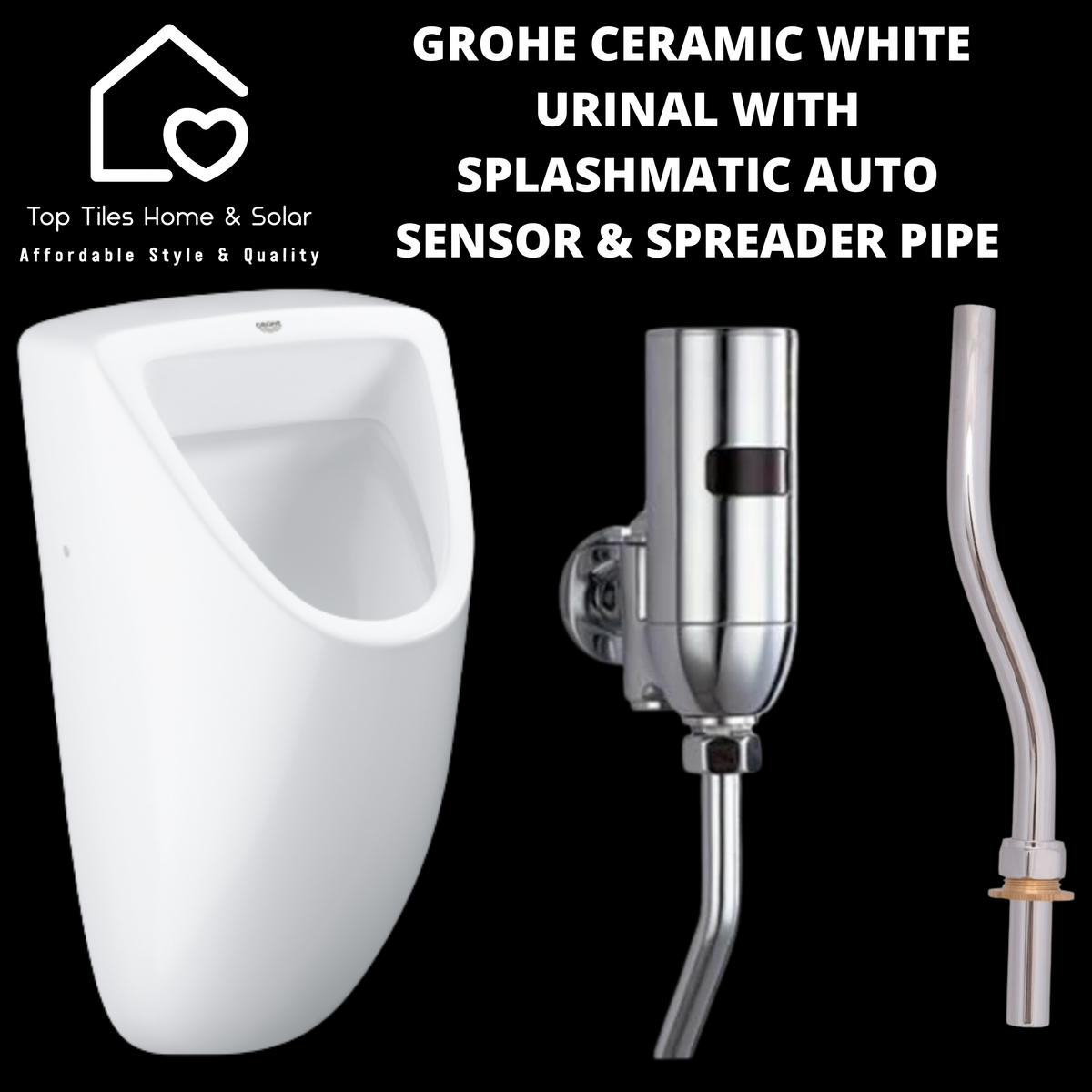 Grohe Ceramic White Urinal with Auto Splashmatic Sensor & Spreader Pip ...