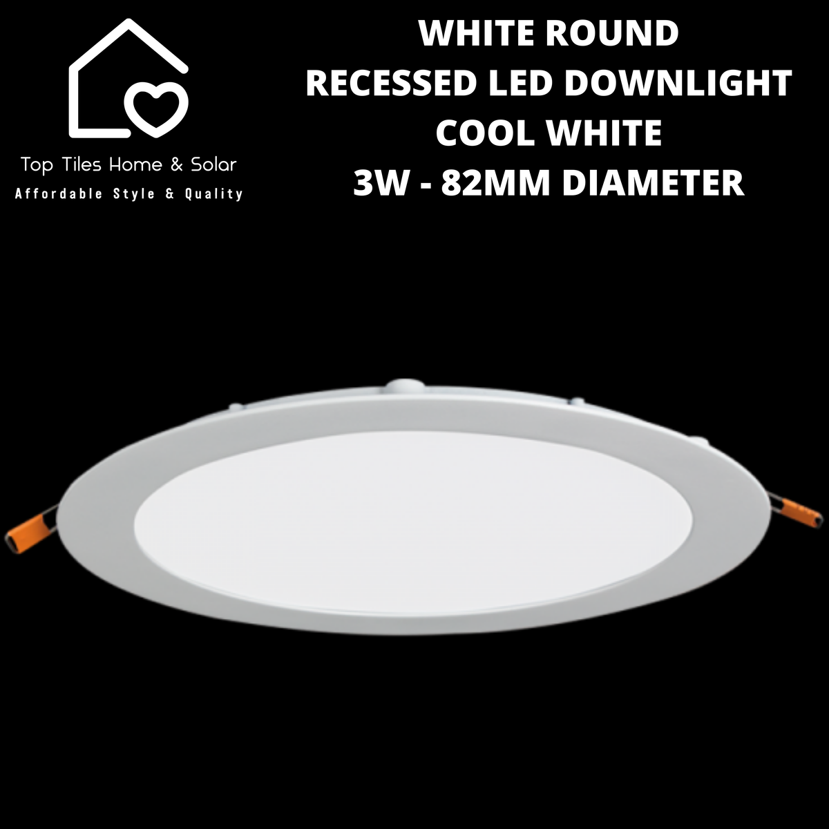 White Round Recessed LED Downlight Cool White - 3W - 82mm Diameter ...