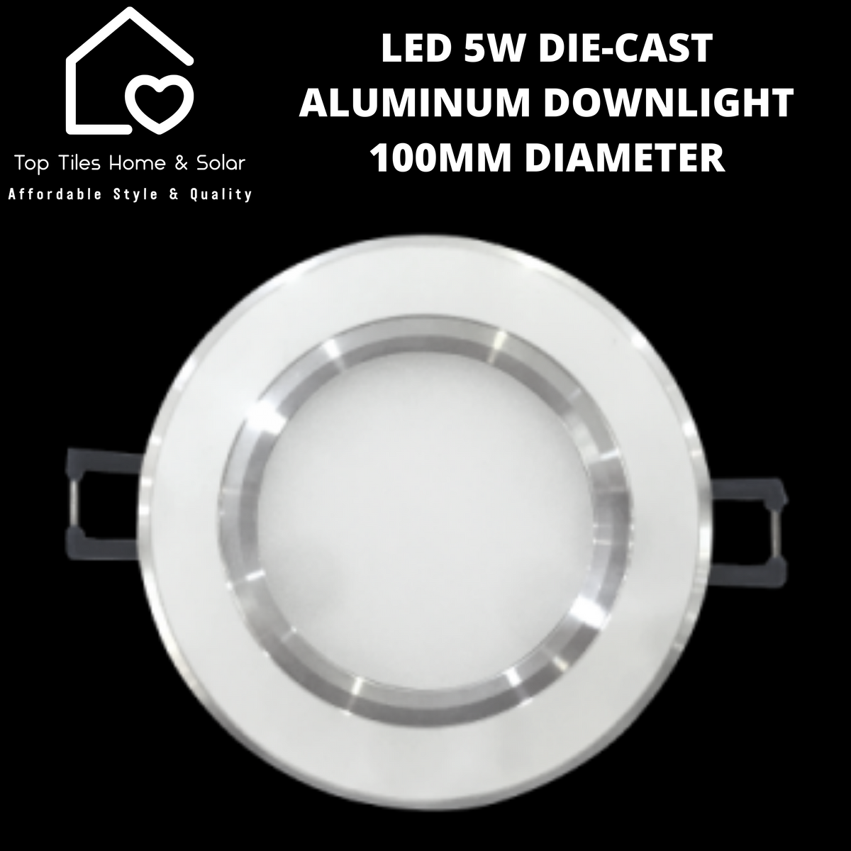 LED 5W Die-Cast Aluminum White Downlight - 100mm Diameter – Top Tiles ...