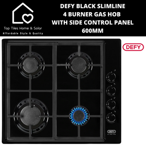 Defy Black Slimline 4 Burner Gas Hob - 600mm DHG132 – Top Tiles Home ...