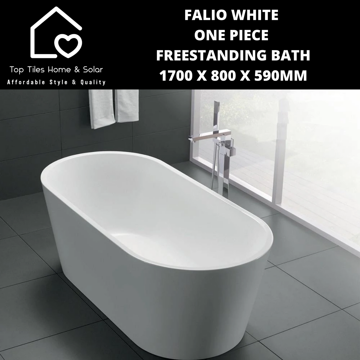 Falio White One Piece Freestanding Bath - 1700 x 800 x 590mm – Top ...