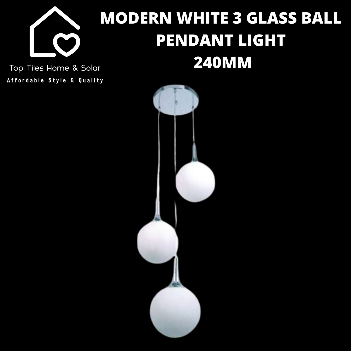 Modern White 3 Glass Ball Pendant Light Fitting - 240mm – Top Tiles ...