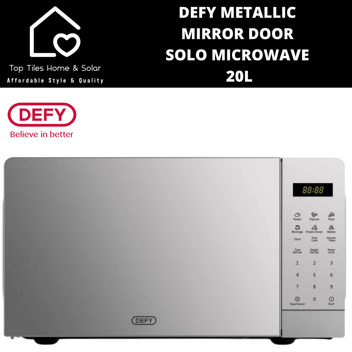 Defy Metallic Mirror Door Solo Microwave - 20L DMO383 – Top Tiles Home ...