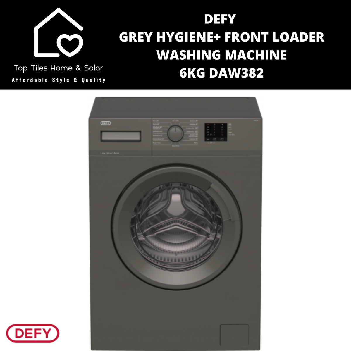 Defy Grey Auto Wash Front Loader Washing Machine - 6kg DAW382 – Top ...
