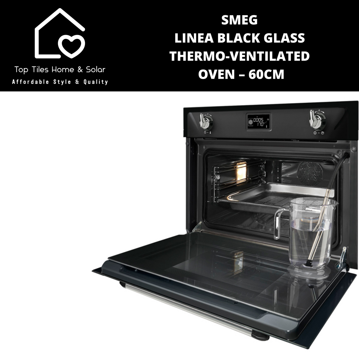 Smeg Linea Black Glass Thermo-Ventilated Oven – 60cm – Top Tiles Home ...