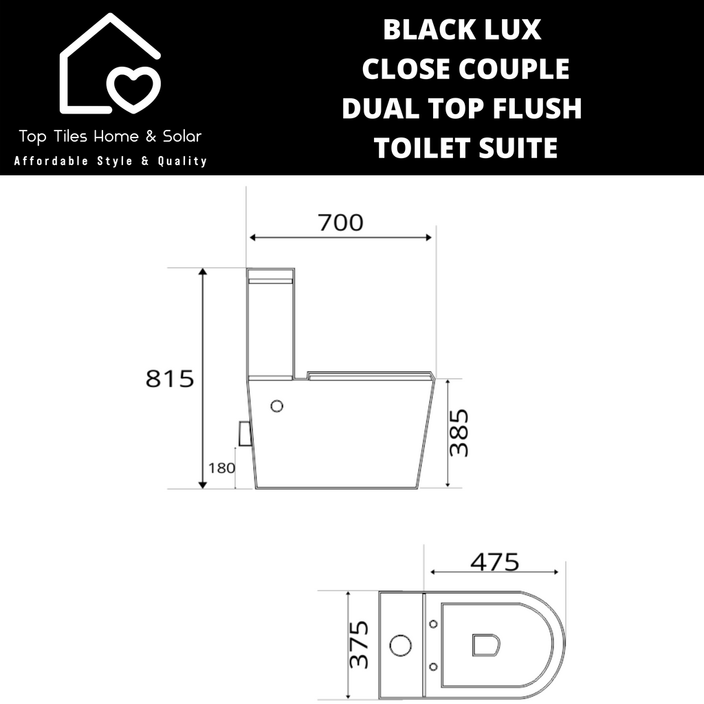 Black Lux Close Couple Dual Top Flush Toilet Suite – Top Tiles Home & Solar
