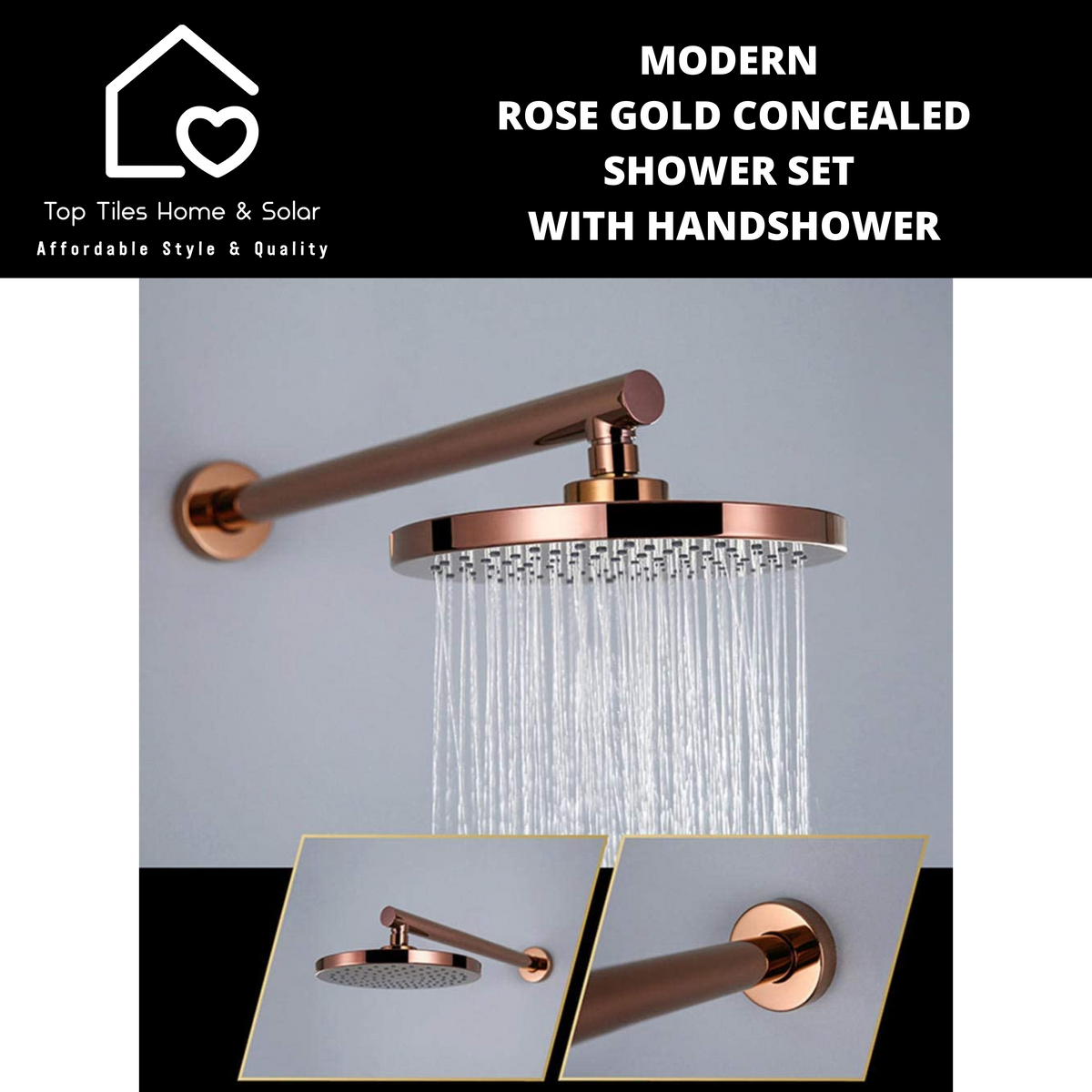Modern Rose Gold Concealed Shower Set - With Handshower – Top Tiles ...