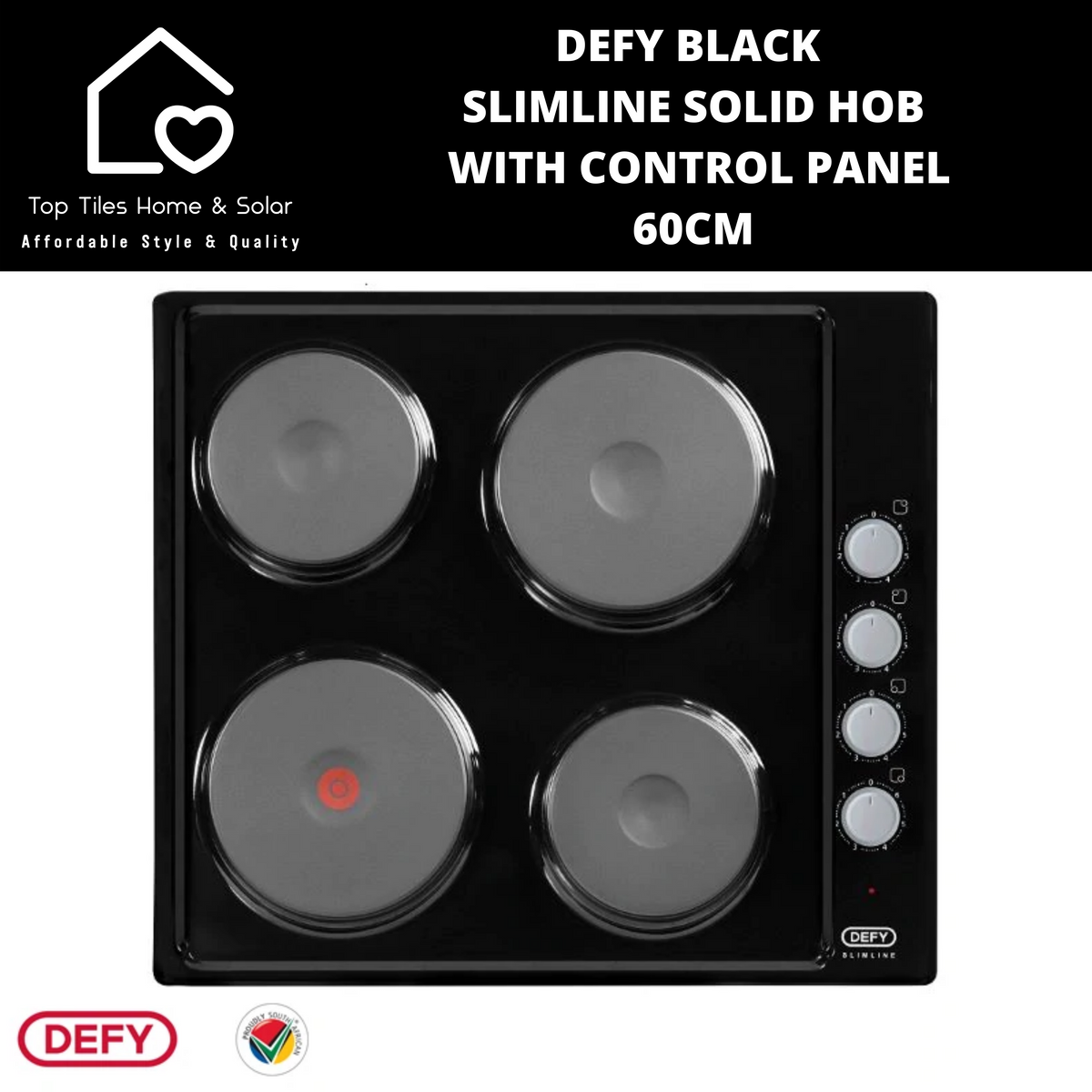 Defy Black Slimline Solid Hob with Control Panel - 60cm DHD415 – Top ...
